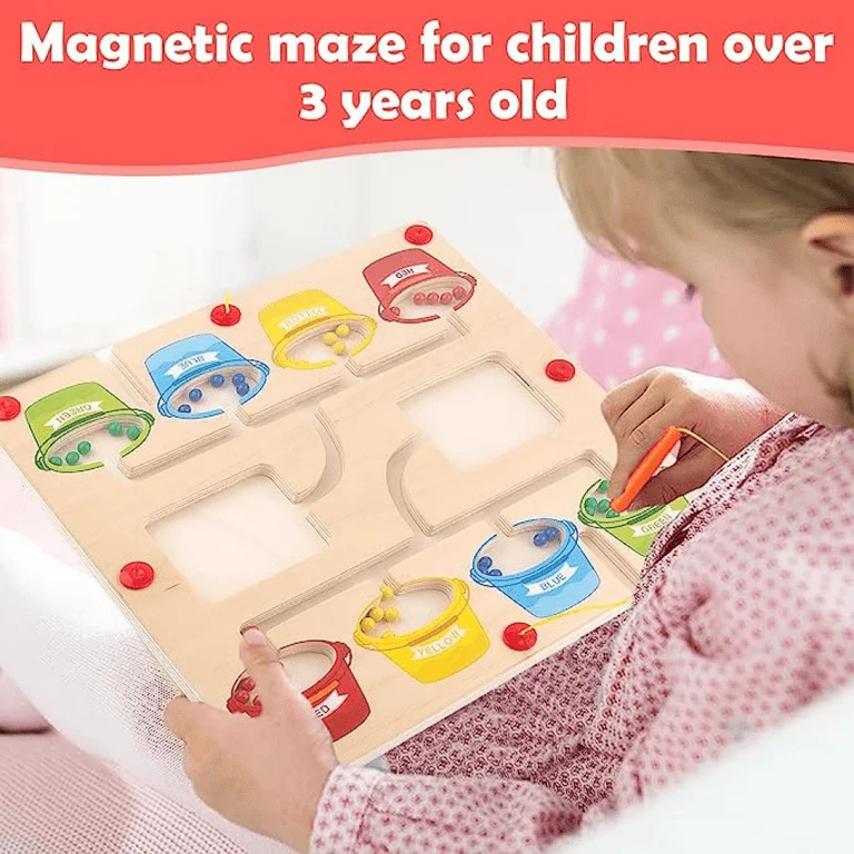 Magnetic Color and Number Maze, Montessori Wooden Magnet Puzzle Game ...
