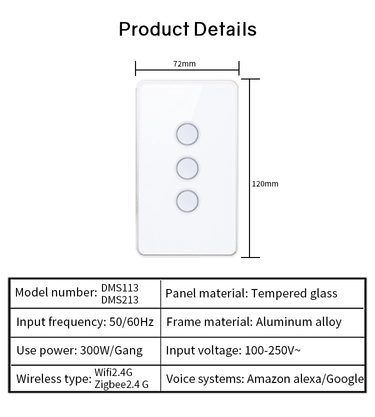 Smart Wifi Wall Light Switch Led Light Touch Switch Glass Electrical ...