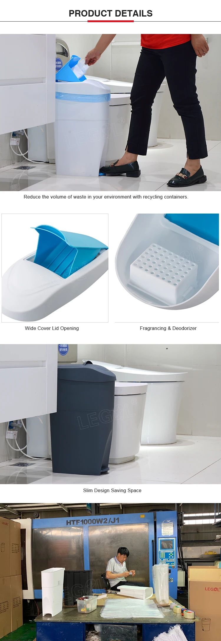 19L Plastic Female Hygiene Bin - Sustainable & Convenient