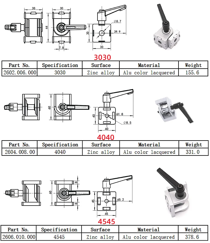 Aluminum Profile Pivot Joint With Locking Lever - Buy Aluminum Profile ...