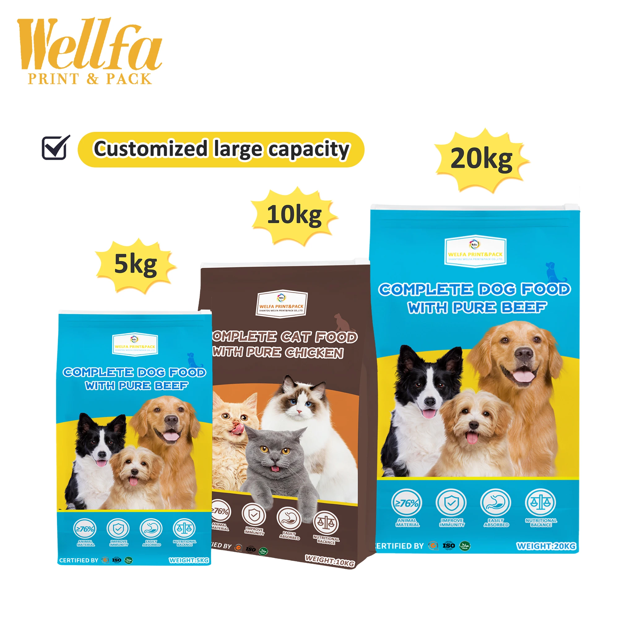 Custom Printed Side Gusset Resealable Zipper Eight-side Sealing Cat Pet ...