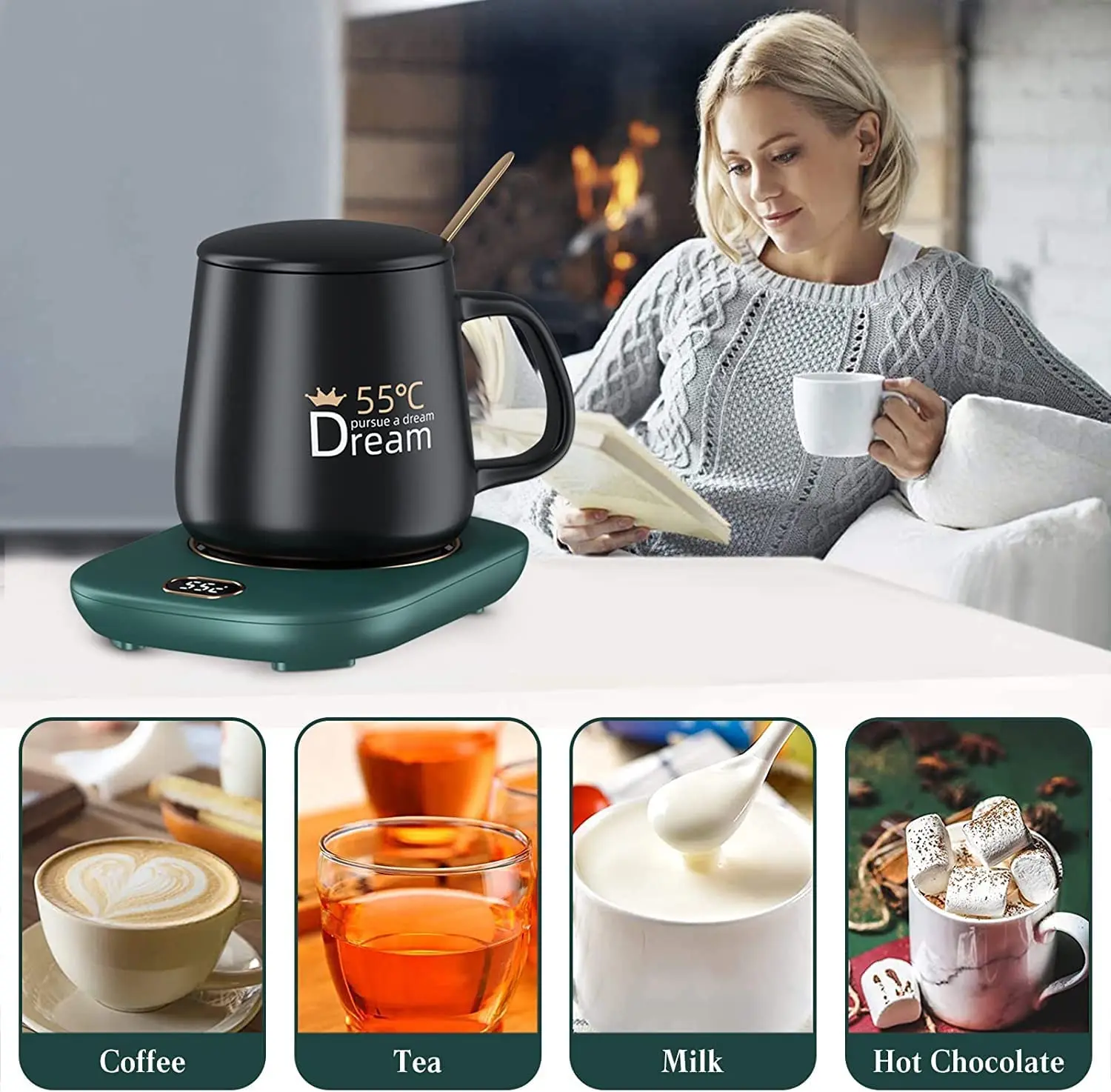55 Degrees Smart Gravity Sensor Switch Ceramic Mug Electric Temperature ...