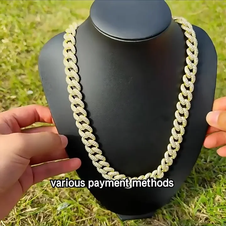 Customized Jewelry 16mm Gold Plated Monaco Chain Vvs Moissanite Chain ...