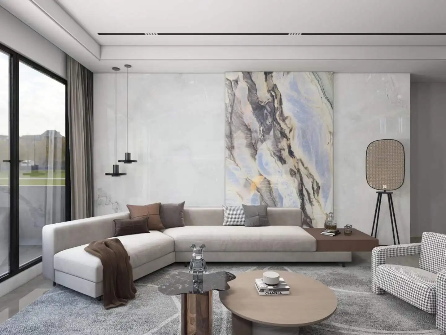 Sea Blue Quartzite Wall Slab Flexible Stone Slab For Wall Decoration ...