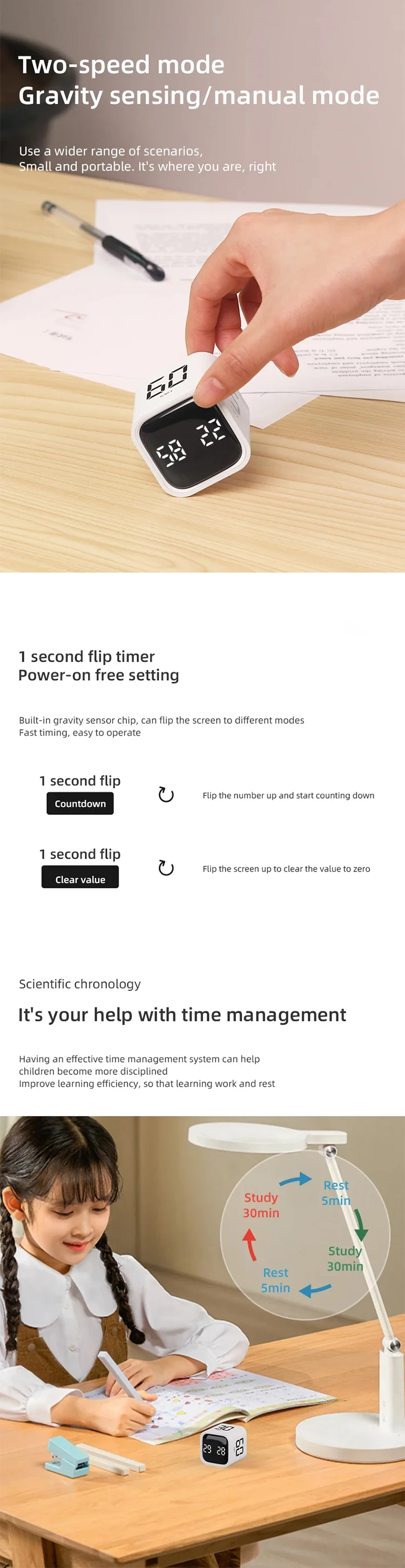 Time Management Smart Kitchen Timer Cube Study Visual Timer For Kids ...