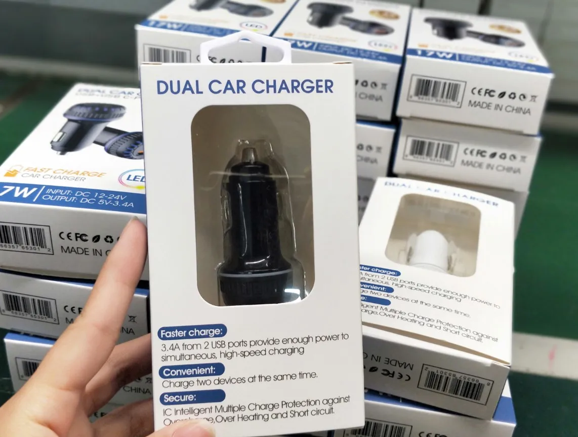 Overcurrent Car Socket Portable Usb Car Charger Type C Dual Port 3.1a Fast Charging Phone Car ...