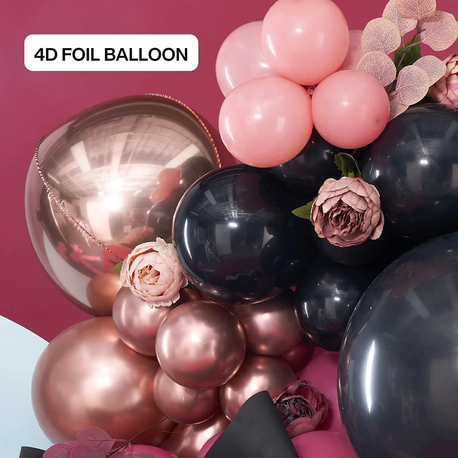 Pink Spade Red Balloon Garland Arch Kit Rose Gold 4d Balloon Birthday ...