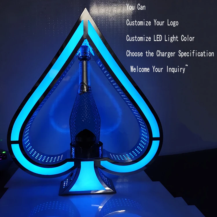 Luminous Rechargeable Wine Glorifier Spades Display Holder