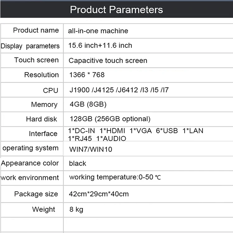 Market Restaurant Retail 15.6-Inch Dual Touch Screen Pos Machine