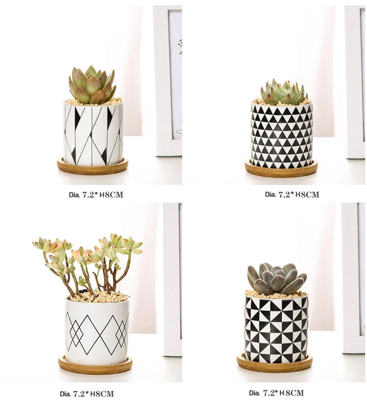 Geometric Patterns Glazed Planter Ceramic Succulent Pots