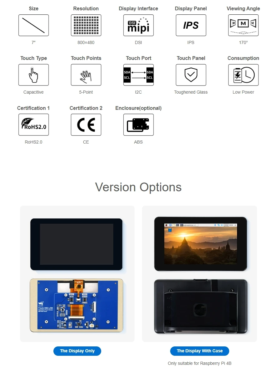 Raspberry Pi 5 Touch Screen 7 Inch Display Screen Dsi 800x480 Raspberry Pi 4b Display Module ...