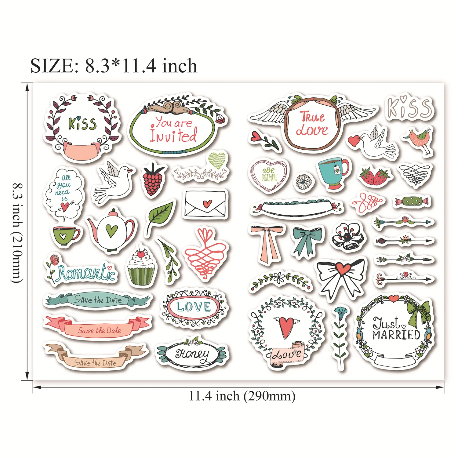 12 Sheets Romantic Engagement Wedding Planner Stickers Bridal Wedding ...