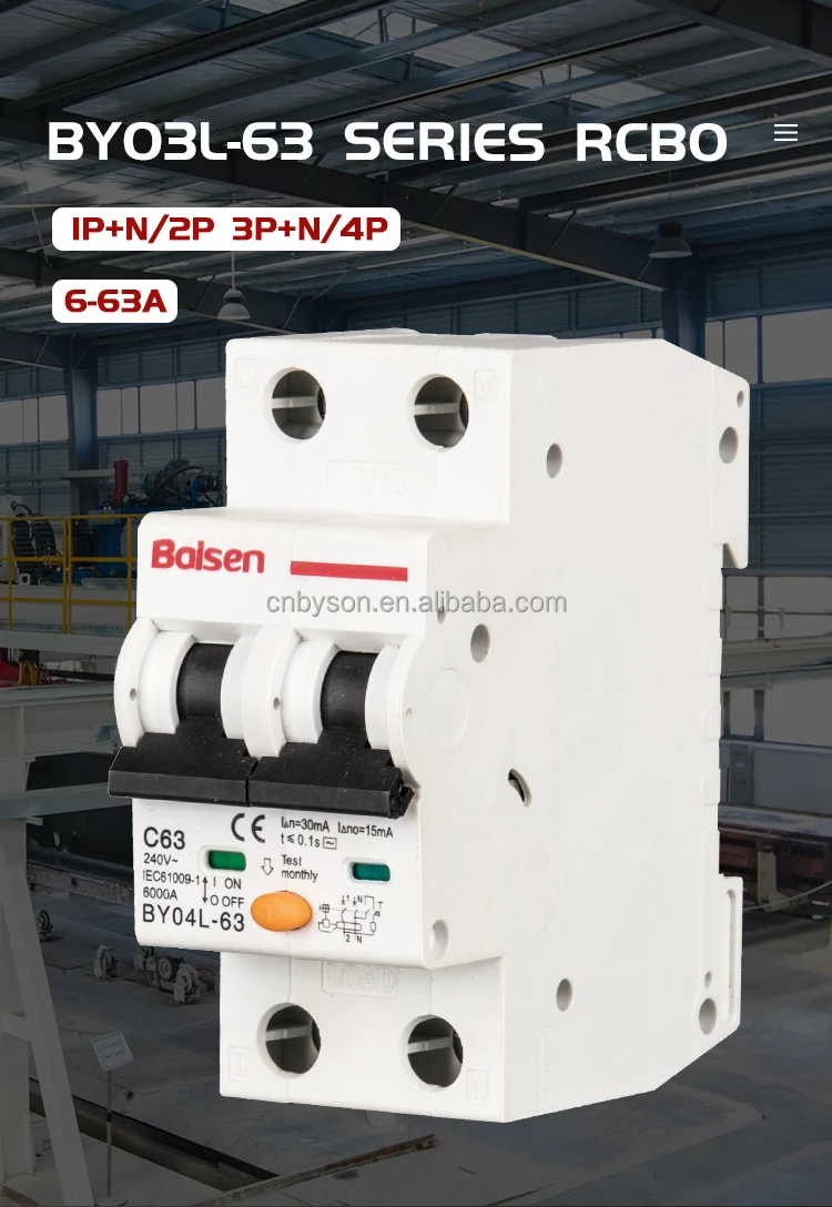 Din Rail Mount L7le 6ka Curve C D 30ma 1p+n 2p 6-63amp Rcbo Residual Current Circuit Breaker ...