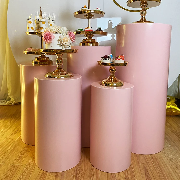 Table Dessert Stand Party Metal Round Column Flower Cylinder Plinths ...