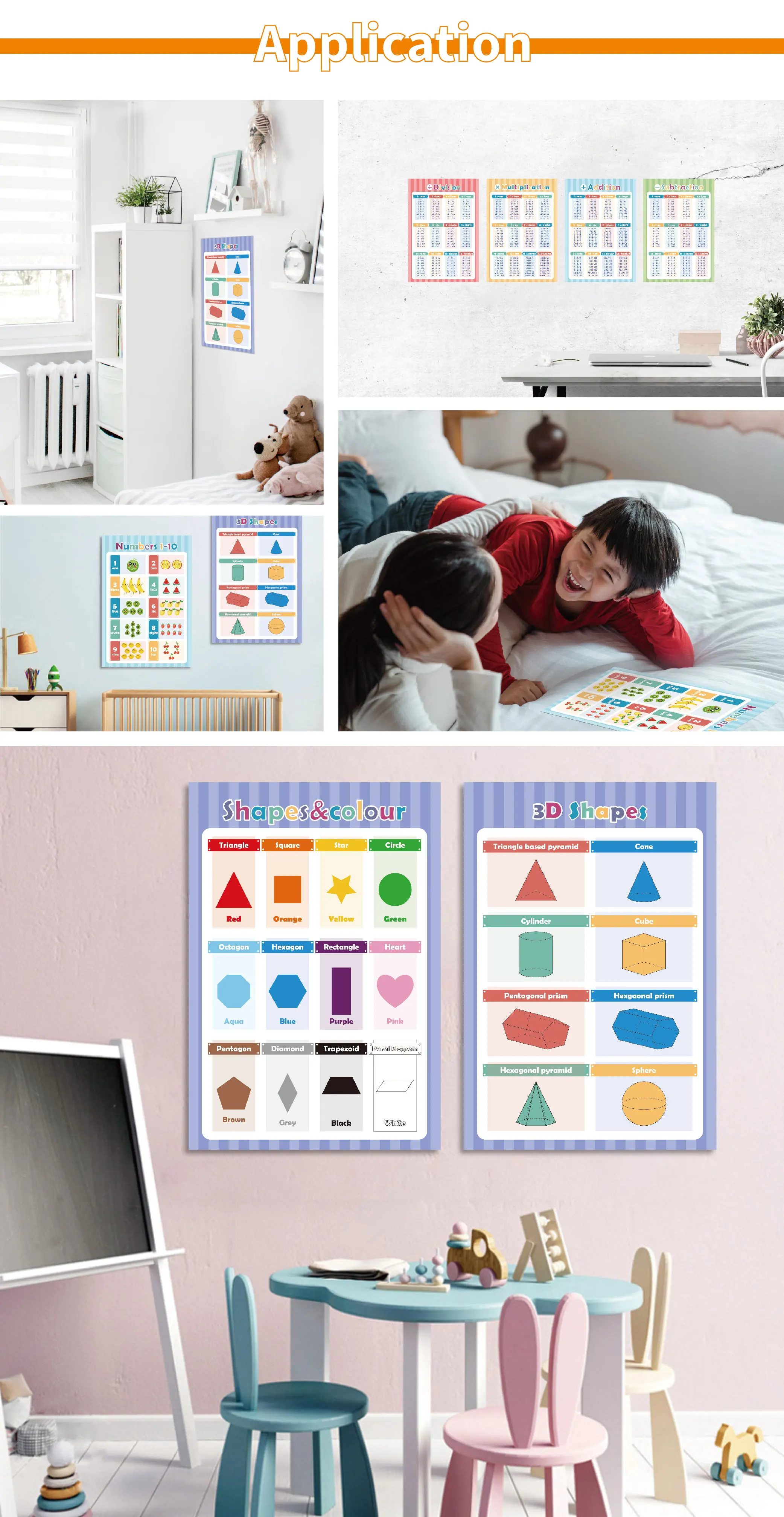 12 Educational Posters Laminated Poster for Kids Wall Preschool ...