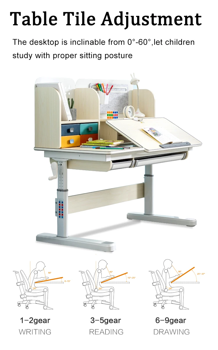 Ergonomic Kids Study Table - Height Adjustable & Smart Design