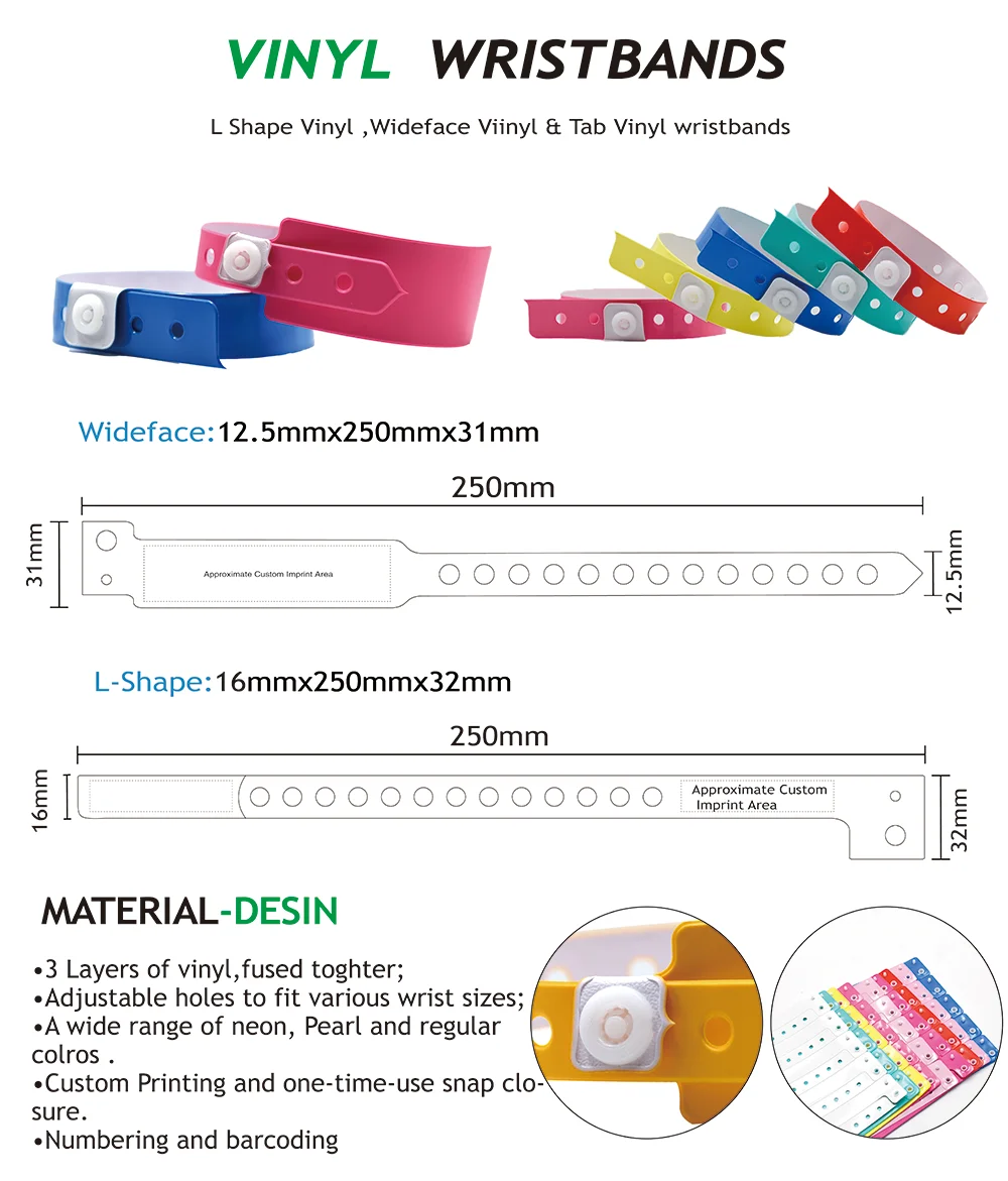 Soft Vinyl Custom Printed Medical Id Bands - Patient Wrist Bracelet