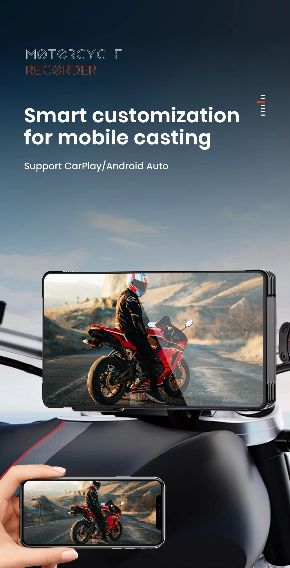 Motorcycle Gps with Carplay Display Wireless CarPlay Monitor Android ...