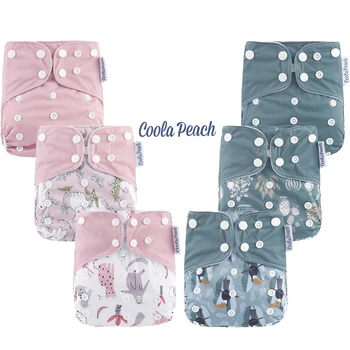Coola Peach Washable Reusable Baby Cloth Pocket Diaper 3 Pack With ...