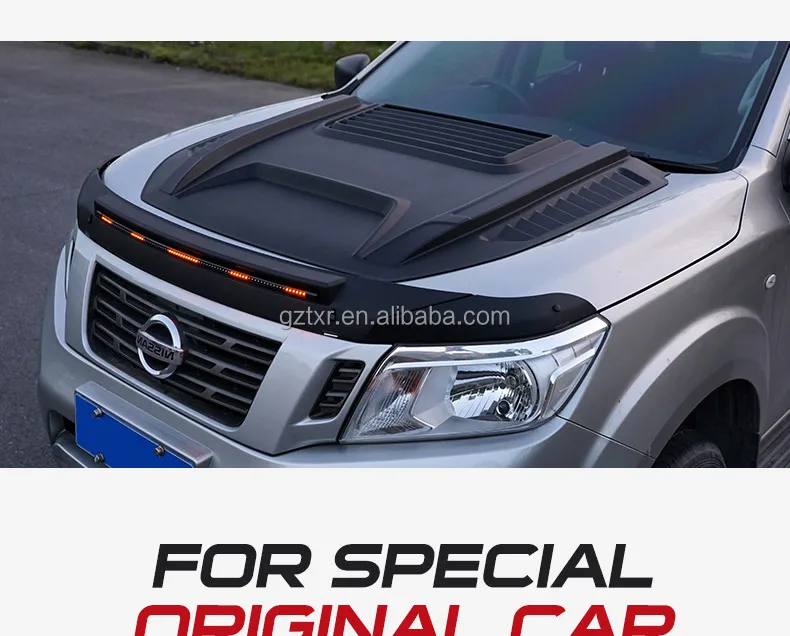 Auto Bonnet Guard Running LED Type Matte Black for Nissan Navara