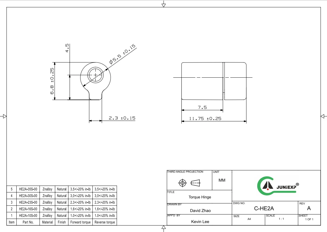 Mini Torque Hinge for LED Screen - 20,000 Cycles Life