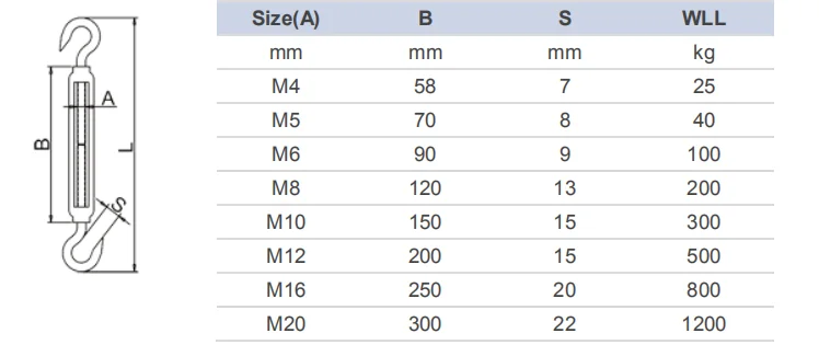 M6 Wire Rope Tension Stainless Steel Turnbuckle Hook & Hook For Sun ...