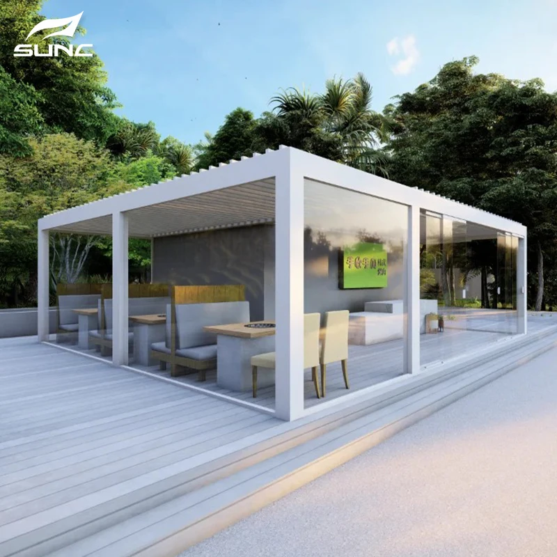 2025 Hot Sale Louvered Electric Remote Control Retractable Pergola ...