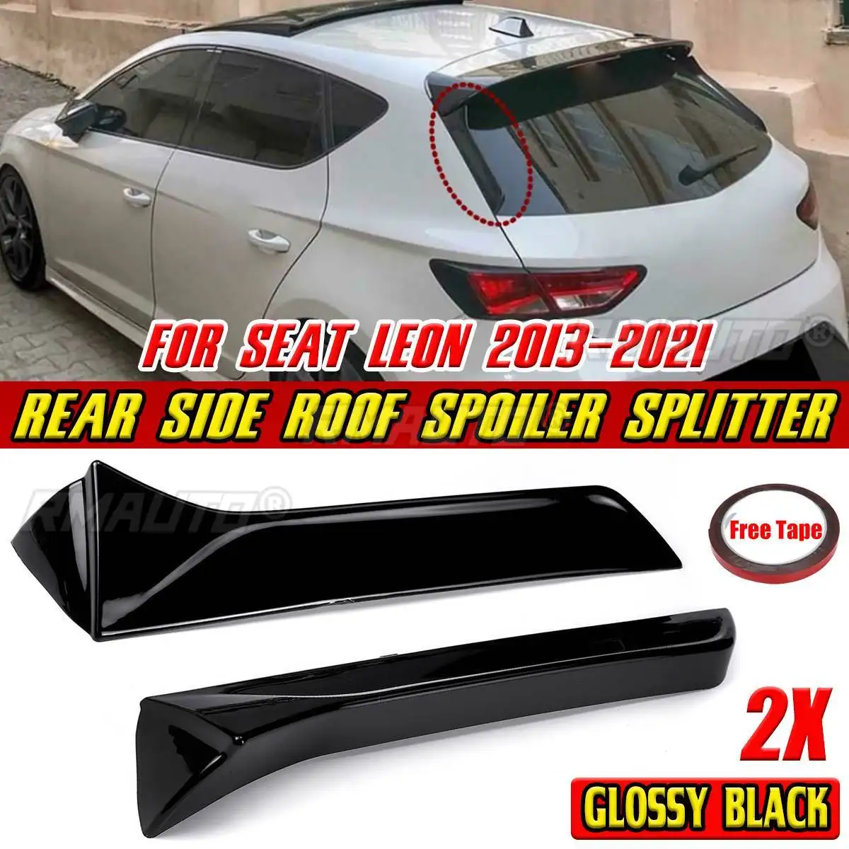 2X Car Window Trim Lip Spoiler For Seat Leon 5F FR Mk3 MK3.5 Rear Roof ...