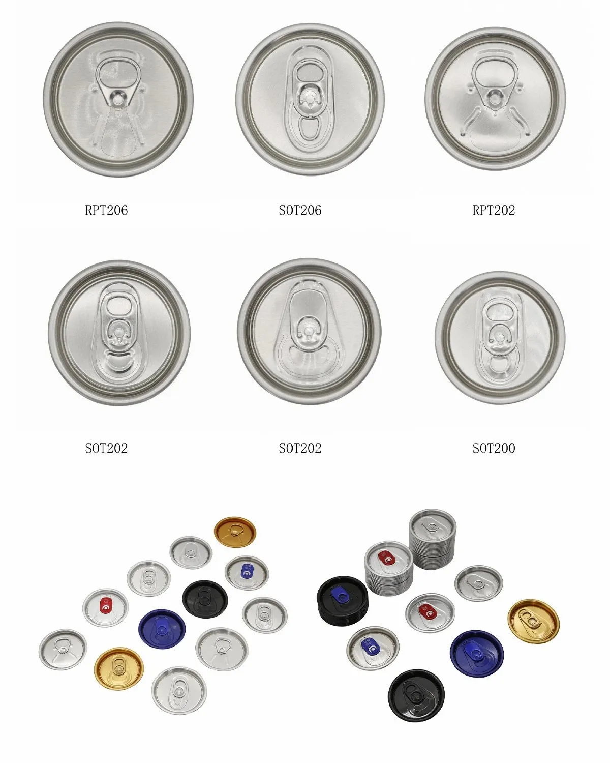 Aluminum Can Lid Easy Open End - 202# SOT with Custom Color