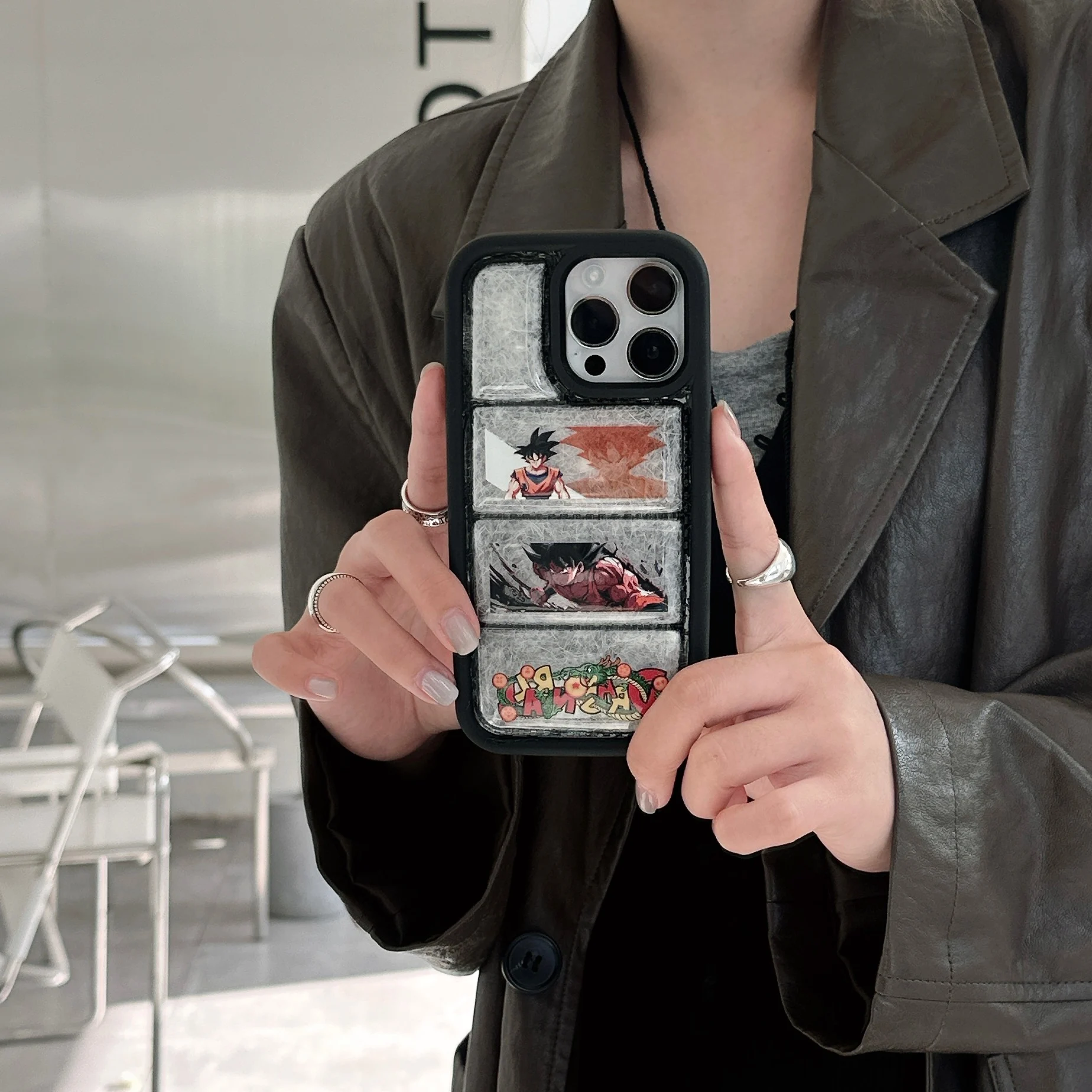 Elegant Goku Dragon Ball White Black Face Down Jackets Carton Bubble ...