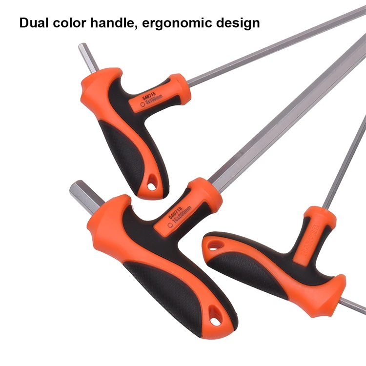HARDEN 2-10mm T-Handle Ball Hex Key CRV TPR Handle Wrench