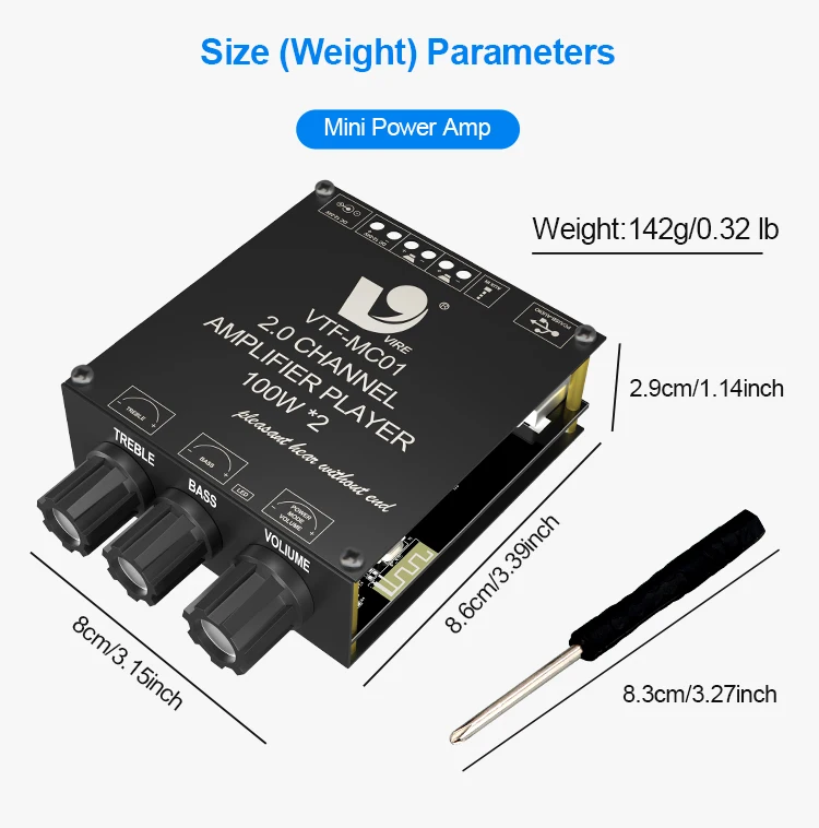 Dual Channel Mini 100W+100W Class D Digital Power AMP Module