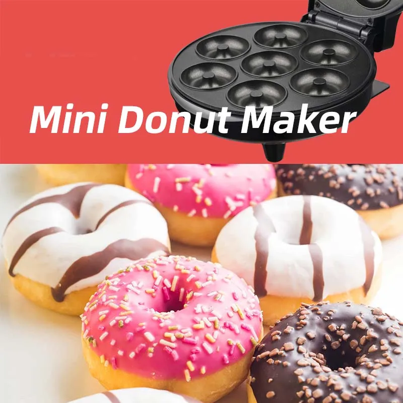 Custom Home Use Non Stick 7 Doughnuts Maker Electric Mini Round Donut ...