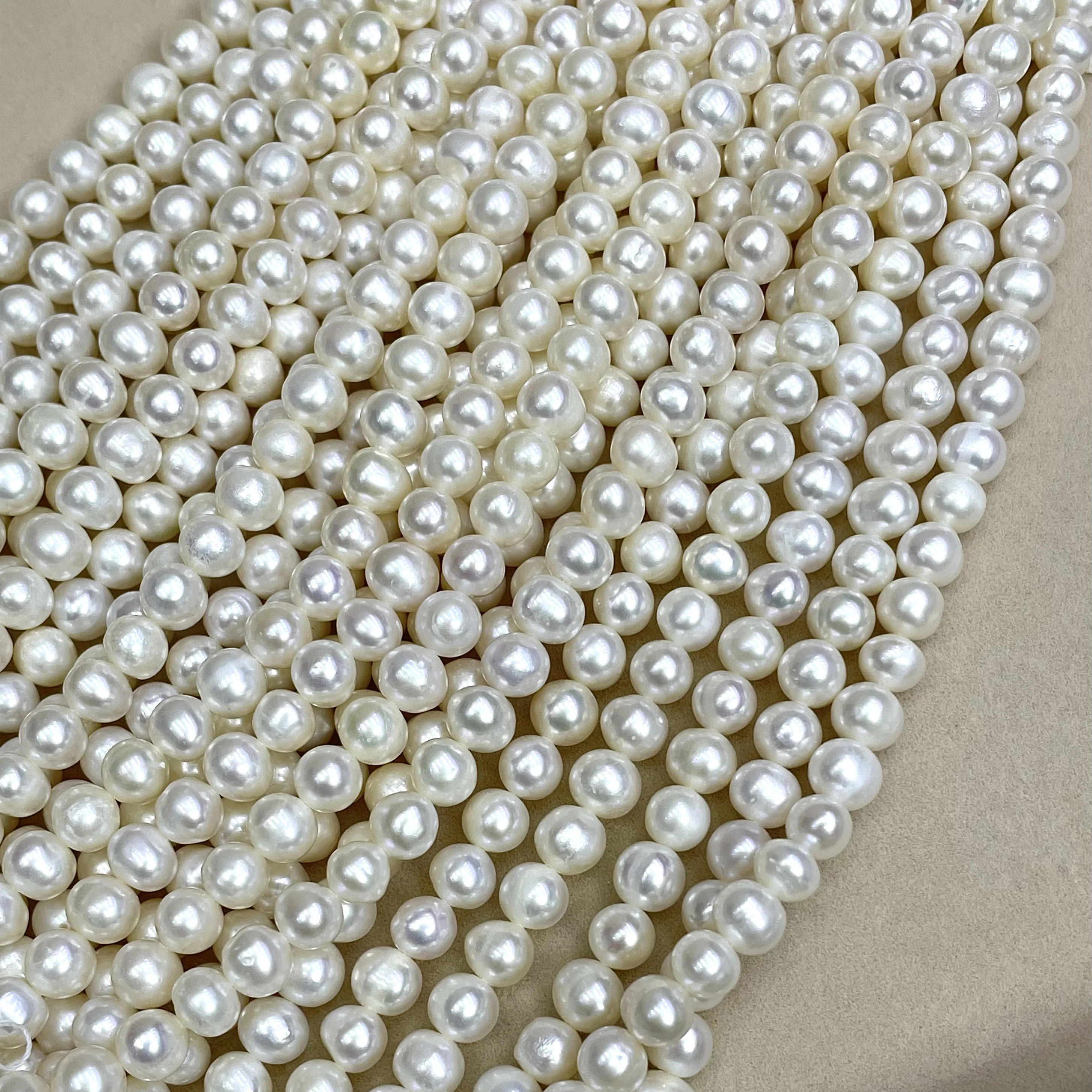Near Round Shape Cultured Natural Freshwater Pearl Strand Buy Pearl
