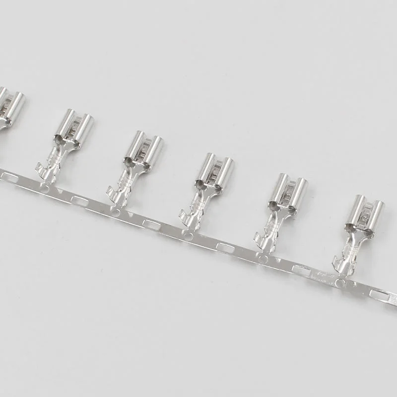 Crimping Brass Tinned Terminals 6.3mm Insert Spring Chain Female Wire ...