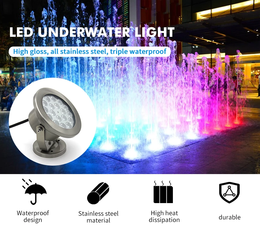 Outdoor Stainless Steel DMX RGB Color Change IP68 Waterproof 12V 24V ...
