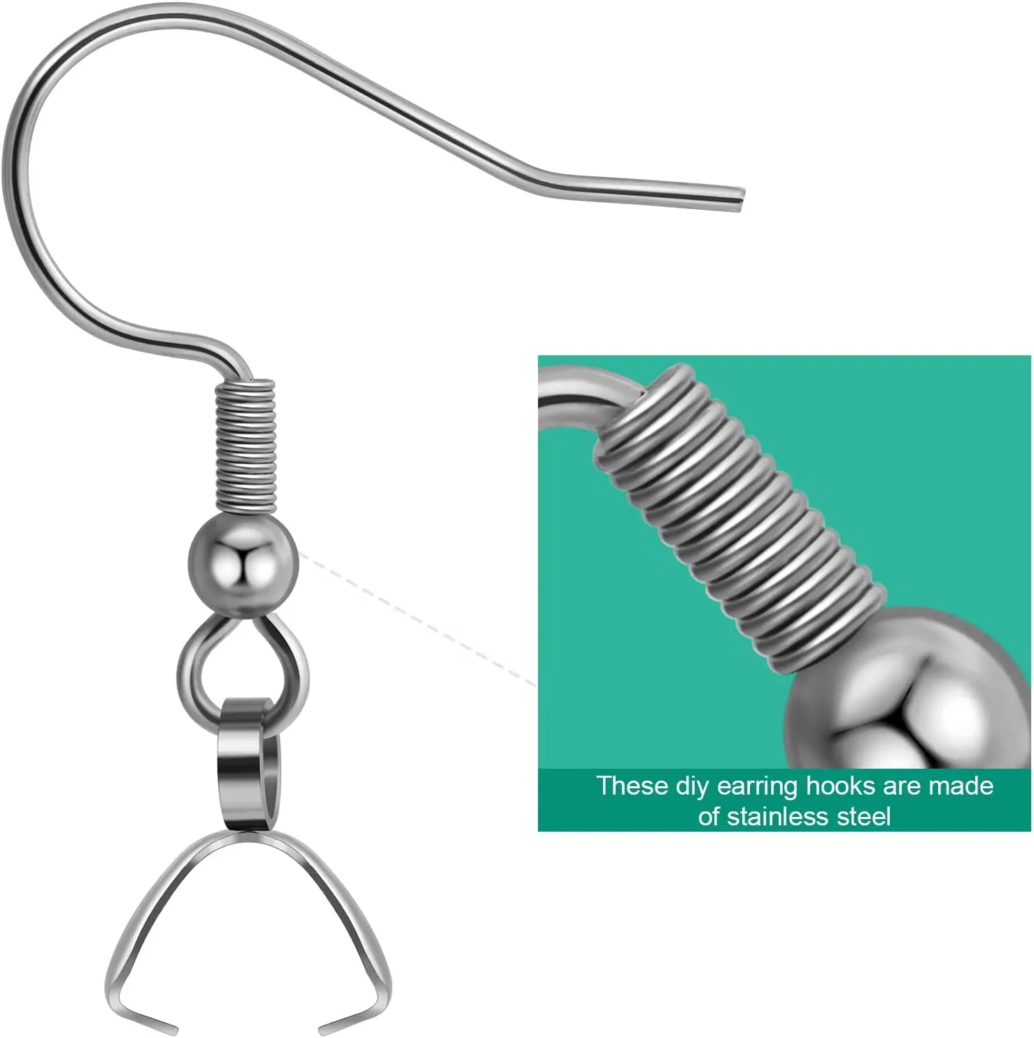 Stainless Steel Earring Hooks with Pinch Bails Clasp for DIY Earring ...