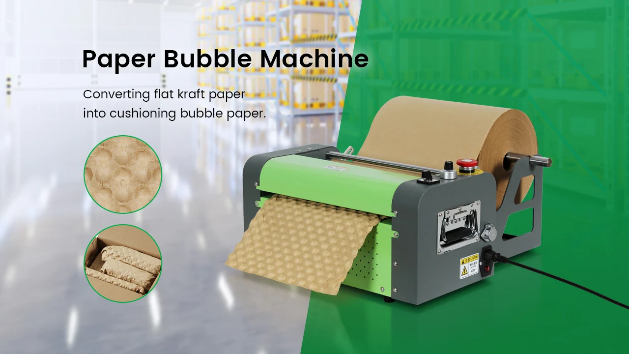 Kraft Paper Roll Fanfold Paper Pressing Paper Bubble Machine For Cushioning Packaging - Buy ...