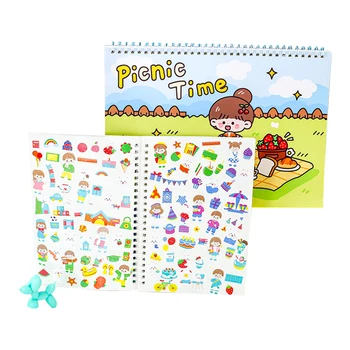 Custom Cute Cartoon Sticker Books Scrapbook Kids Blank Reusable Sticker ...