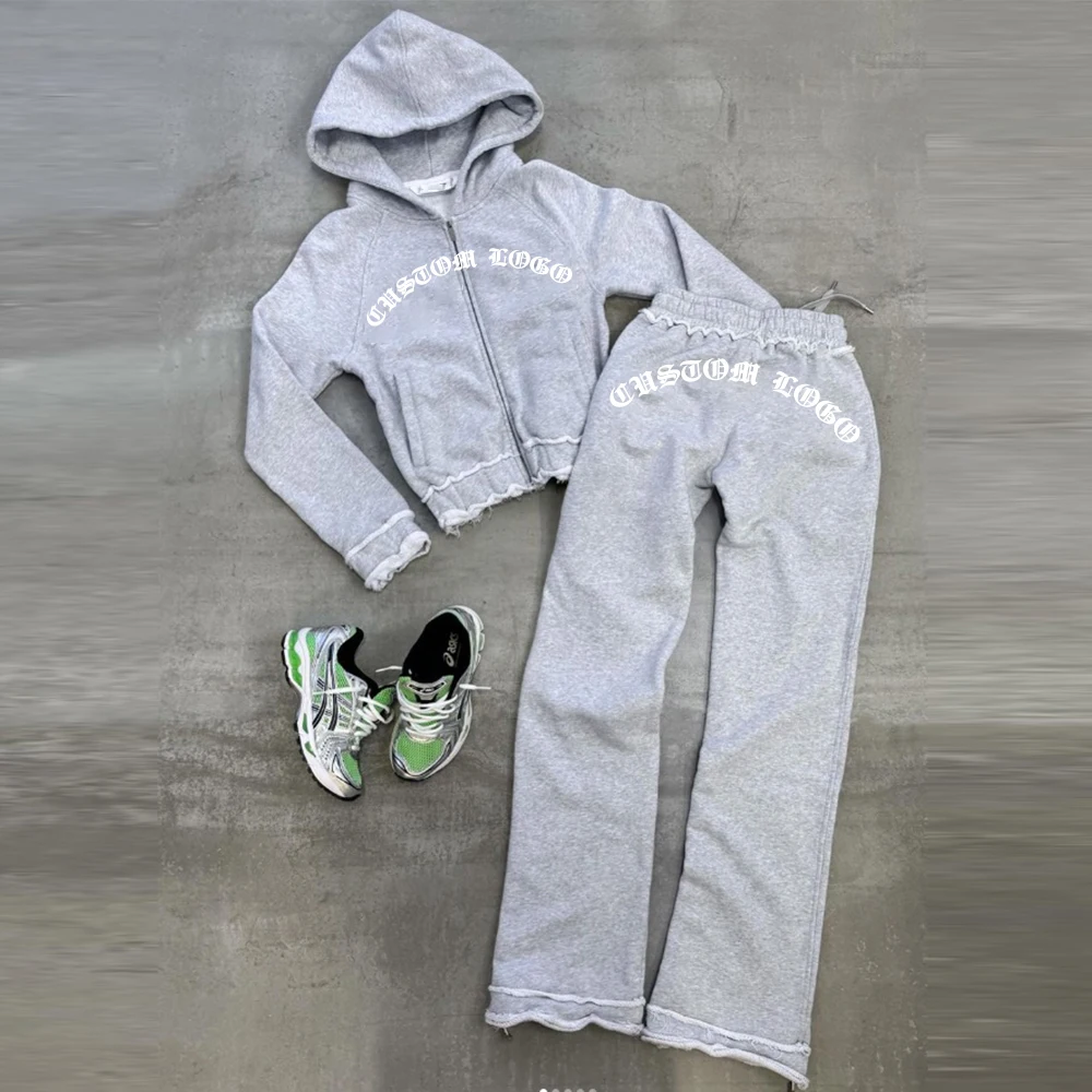 Custom Tracksuits for Women Cropped Vintage Hoodie Custom Stacked ...