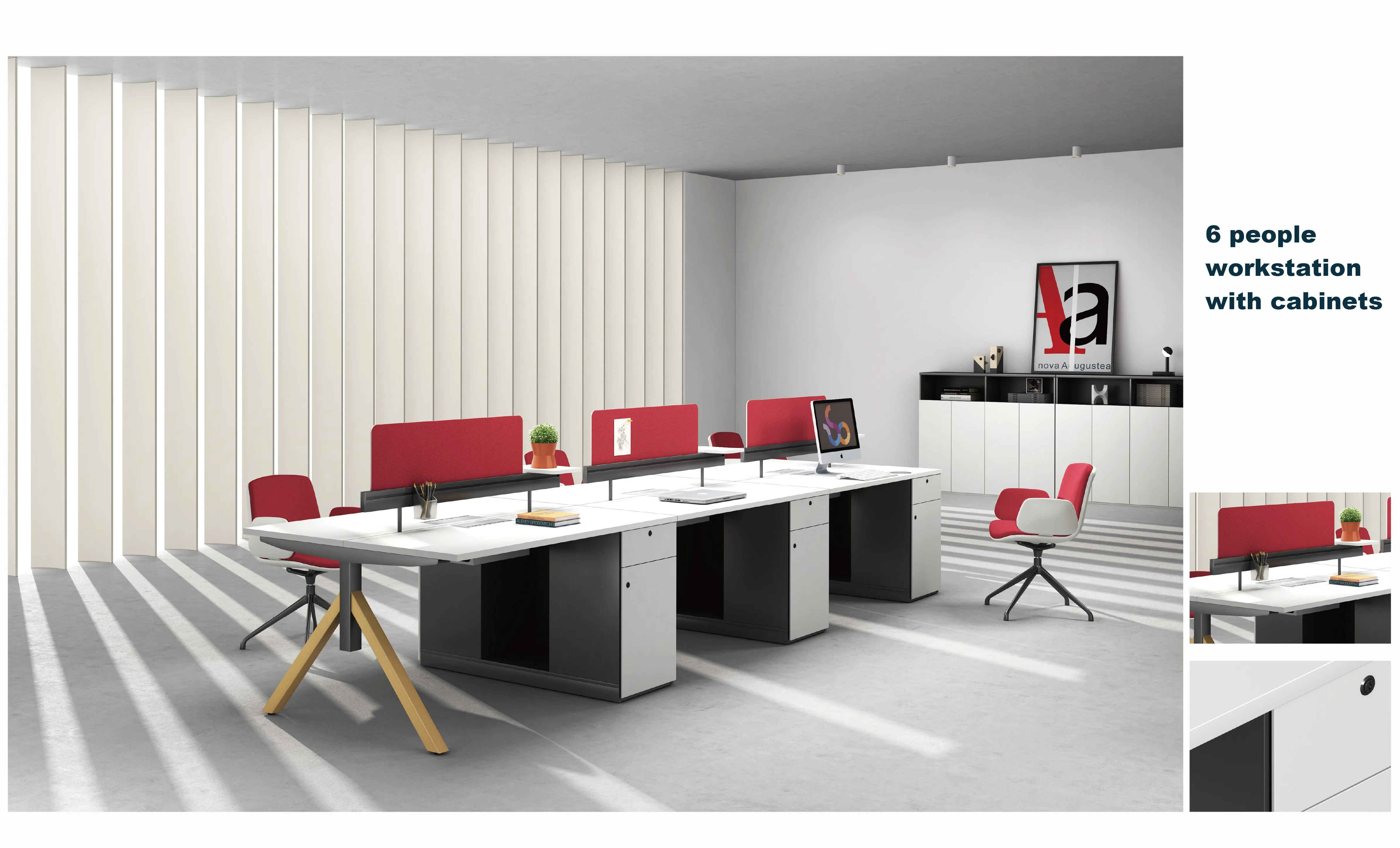 Modern Wooden Modular Office Desk 2 4 6 8 Seater Coworking Workstation ...