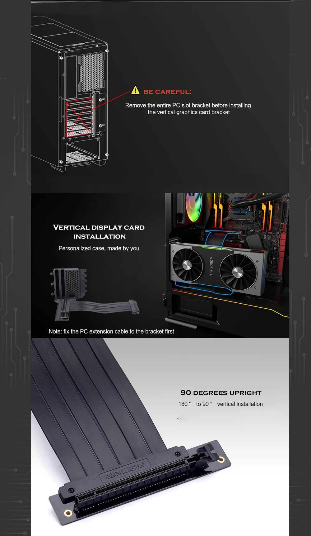 Phanteks GPU Vertical Mounting Bracket - 7 PCI Slots Support