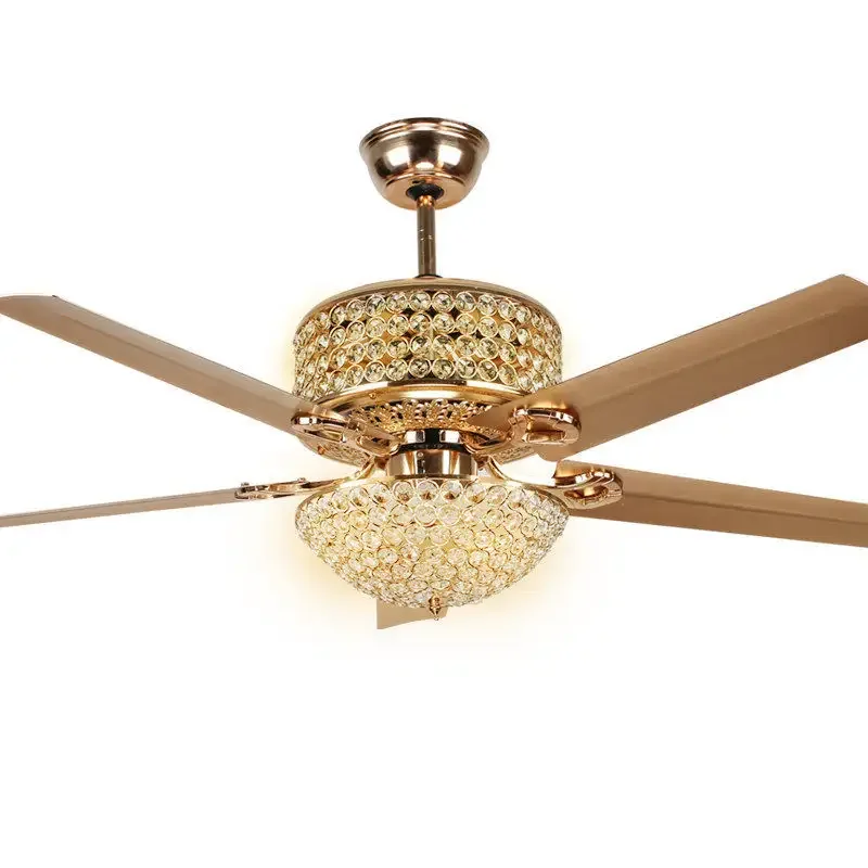 Home Decorative Led Ceiling Fan Light Led Wind Speed Five Blades Remote Control Metal Black ...