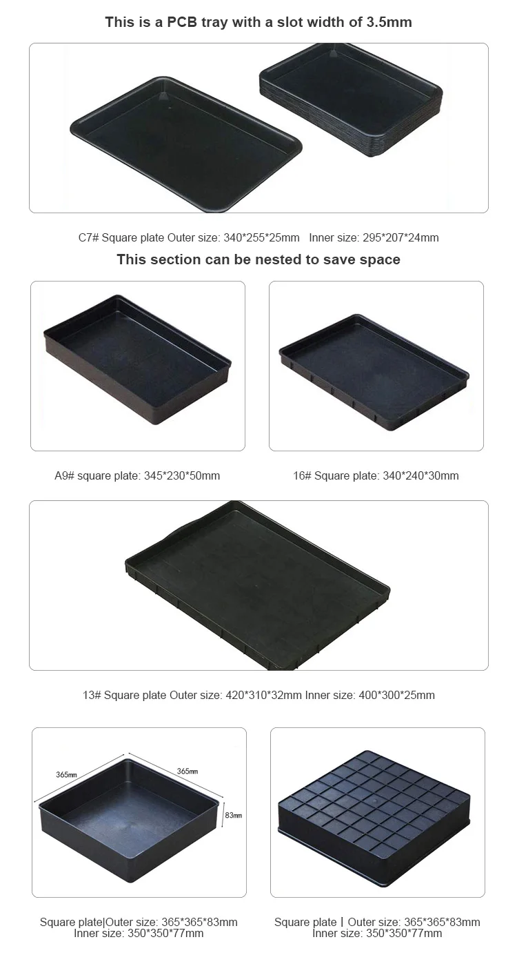 Stackable Conductive PCB ESD Tray - Anti-Static Plastic