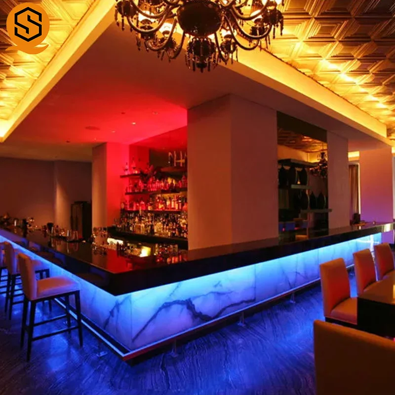 Custom L Shape Luxury Bling Restaurant Bar Counter