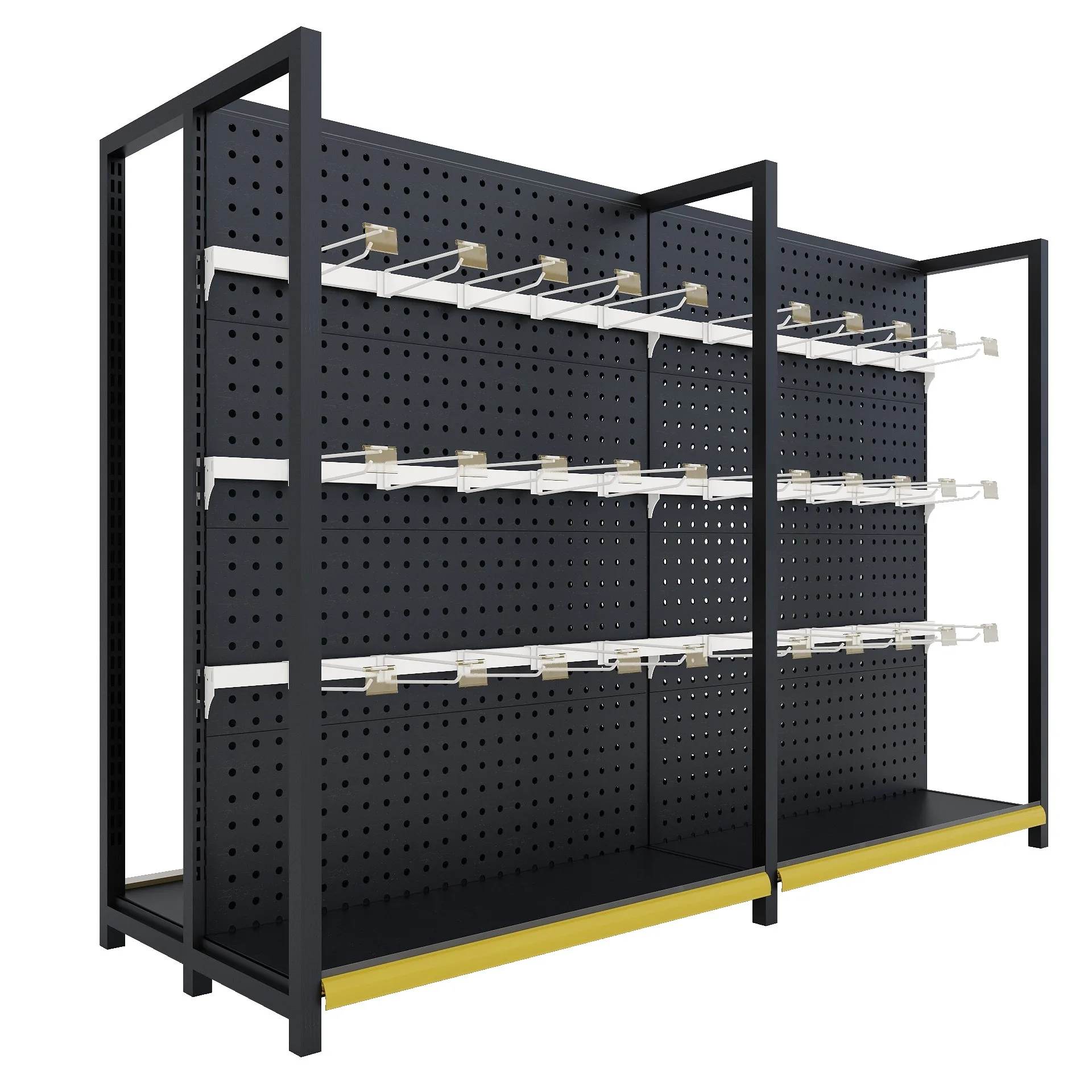 Display shelf with hooks store