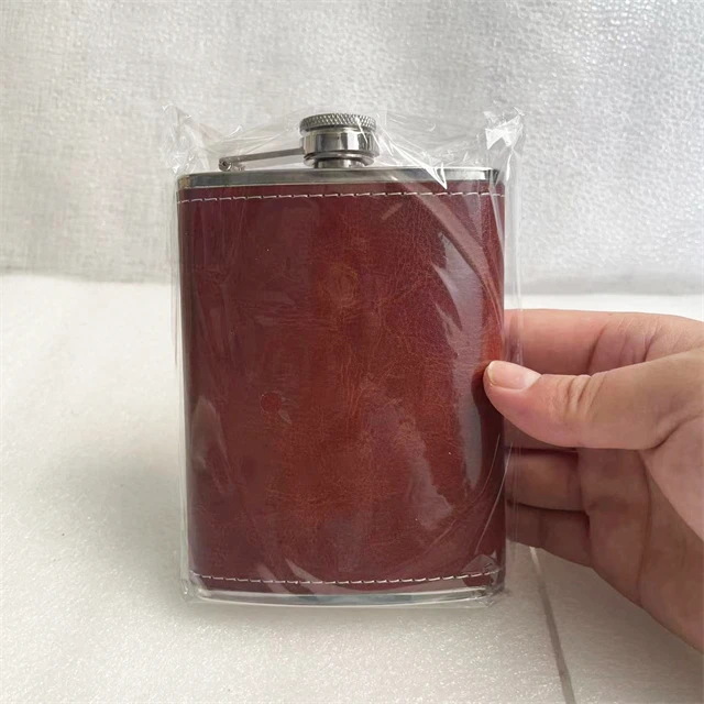 Custom Leather Liquor Flask - Stainless Steel Hip Flask