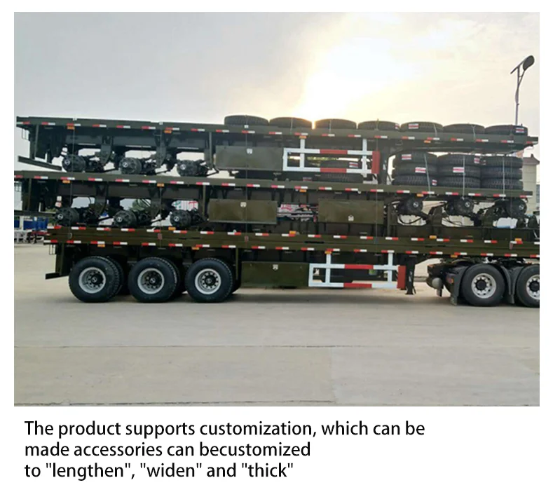 Kualitas Tinggi 60ton Sampai 80 Ton 40ft Flatbed Container Semi Trailer ...