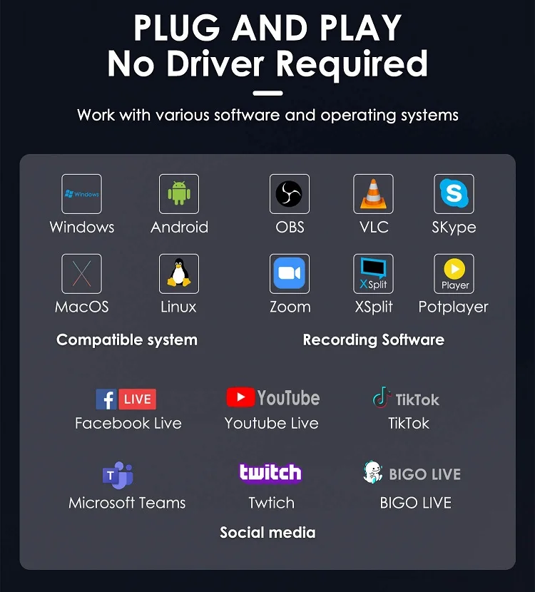 hdmi video capture cards with loop for OBS/ POTPLAYER streaming with ...