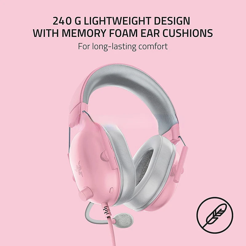 Razer Blackshark V2 X Quartz Pink Gaming Headset - 7.1 Surround Sound